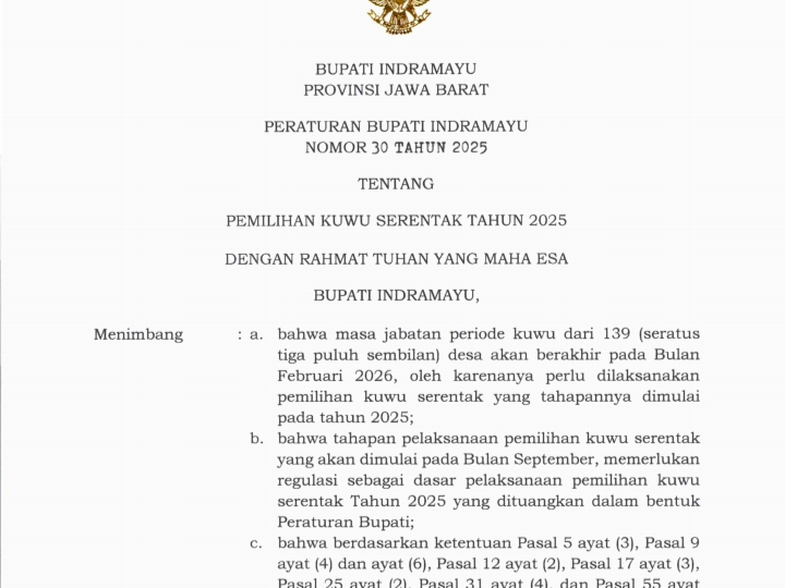 Pendaftaran Calon Kuwu Indramayu 2025 Dimulai 1 Oktober, Ini Tahapan Pilwu Serentak